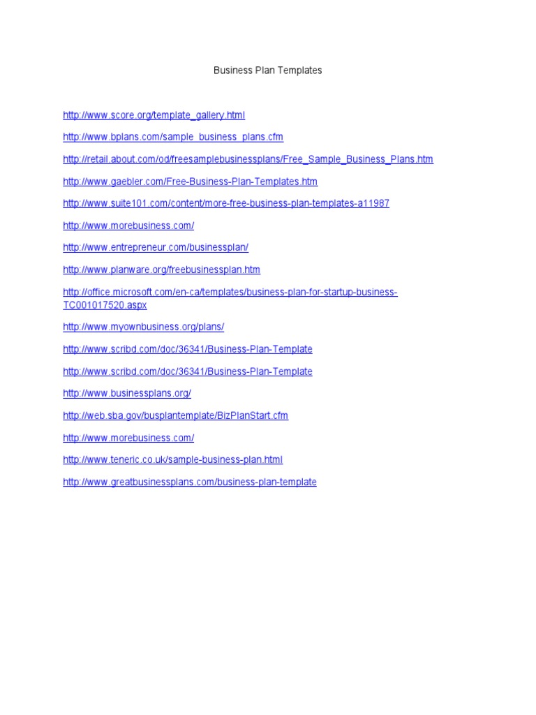 Free Business Plan Templates | PDF