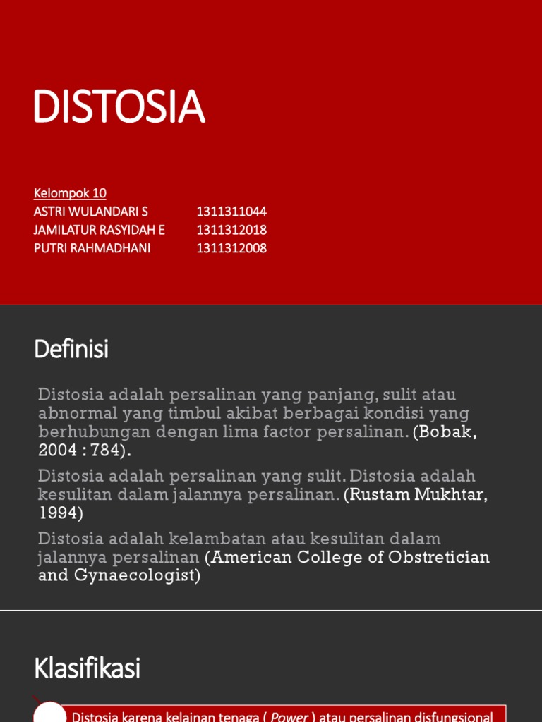Definisi dan Klasifikasi Distosia | PDF