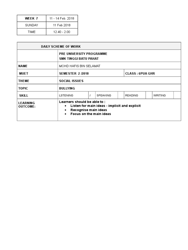RPH f6 Muet - Dummy 2018 Copy 2 | PDF | Reading Comprehension | Teachers