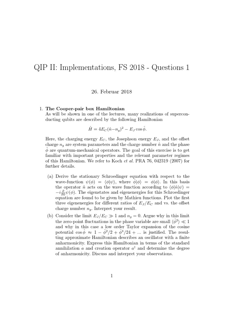 QIP II: Implementations, FS 2018 - Questions 1: 26. Februar 2018 | PDF ...