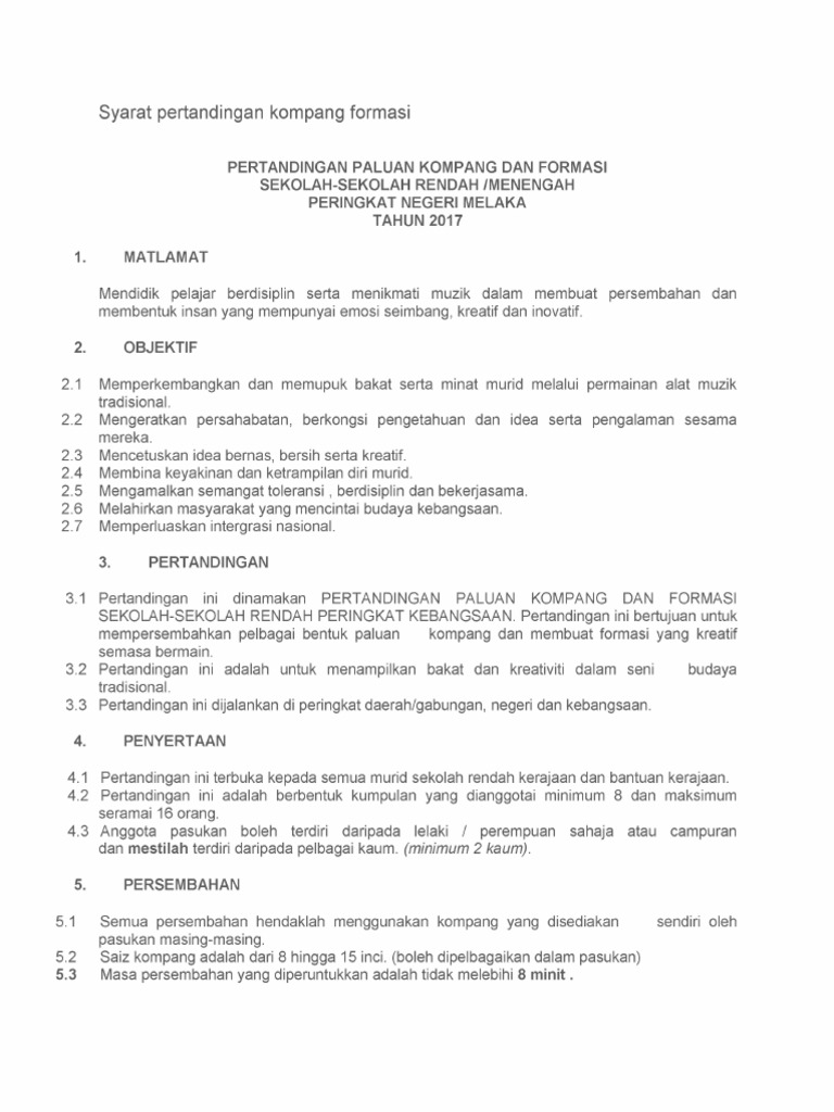 Syarat Pertandingan Kompang Formasi - 1 | PDF