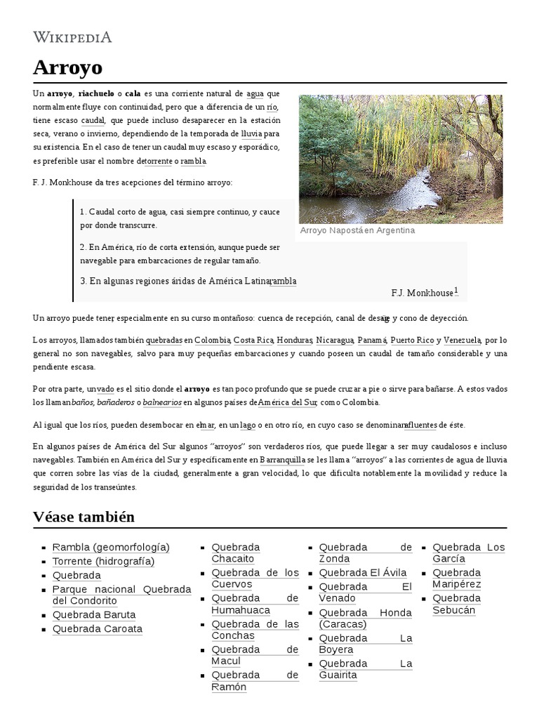 Arroyo | PDF | Corriente | Accidentes geográficos fluviales