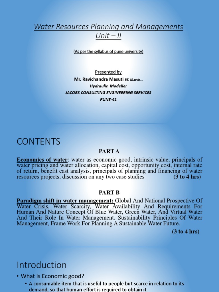 Water Resources Planning and Managements Unit - II: (As Per The ...