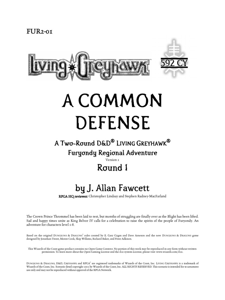 FUR2-01 - A Common Defense (1-8) | PDF