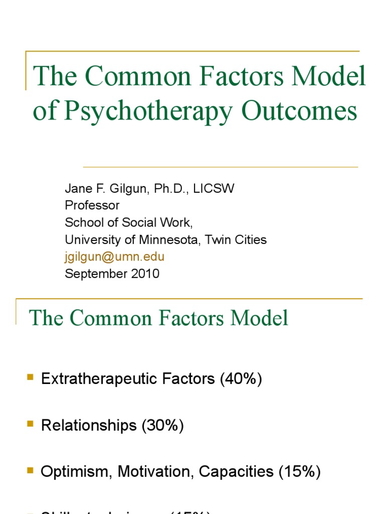 The Common Factors Model in Psychotherapy Outcomes | Psychotherapy ...