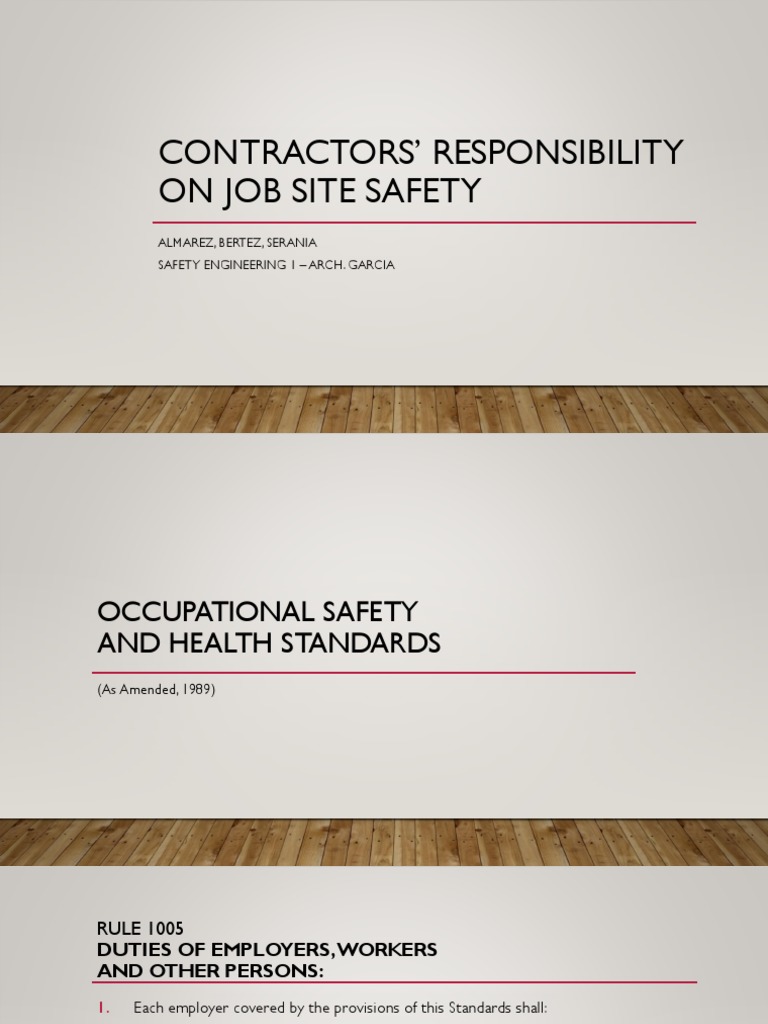 Contractors Responsibility On Job Site Safety | PDF | Occupational ...