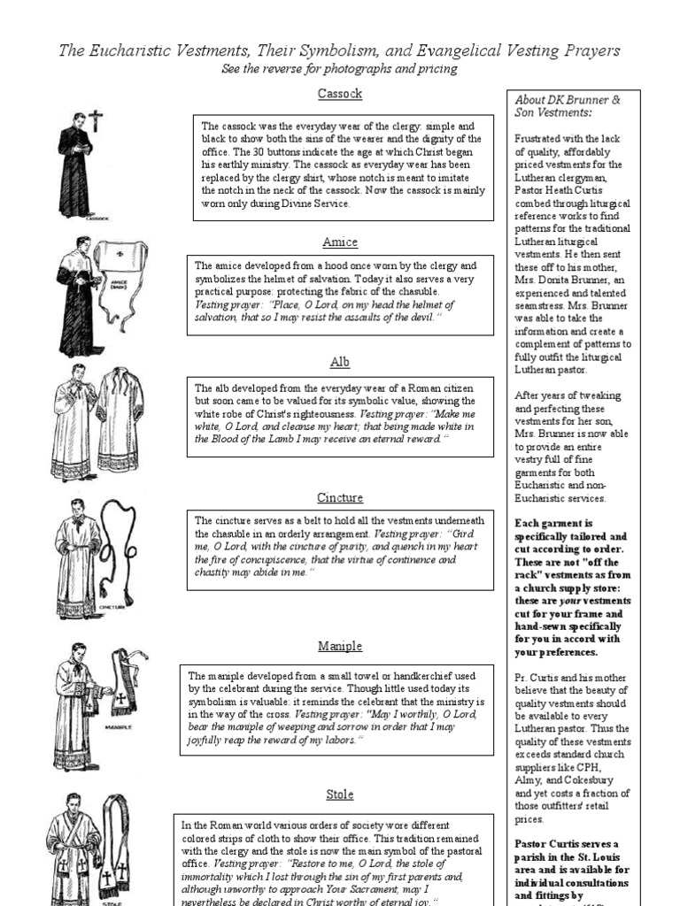 The Eucharist Vestments With Prayers | Christian Behaviour And ...