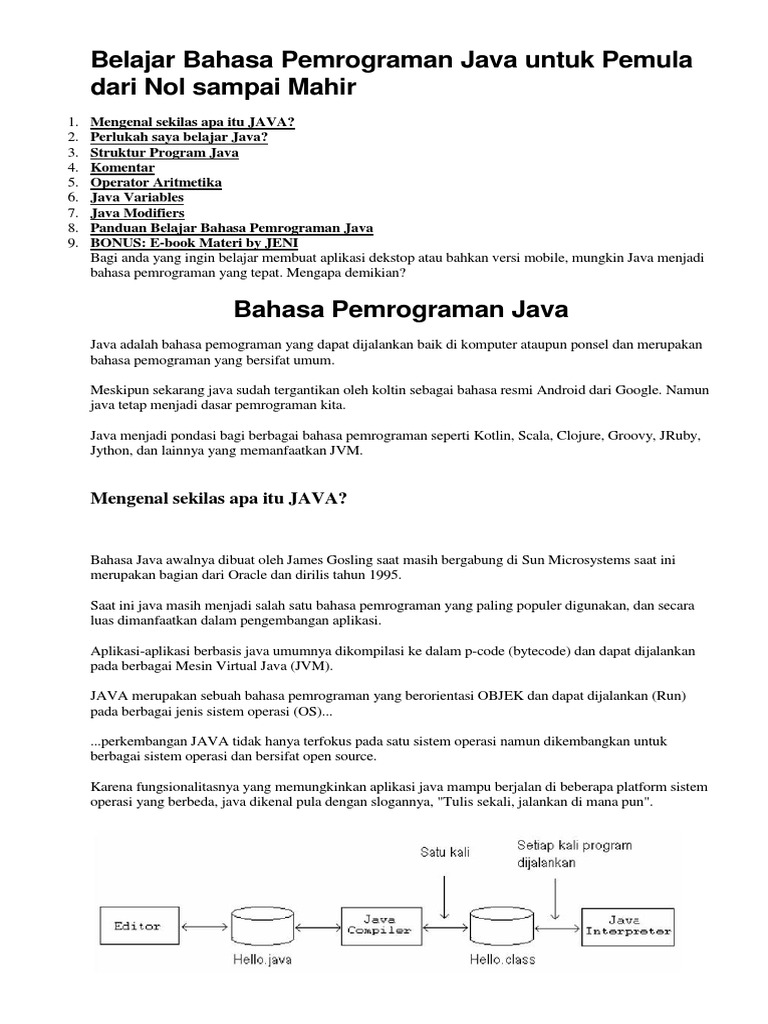 Panduan Belajar Pemrograman Java Pemula | PDF