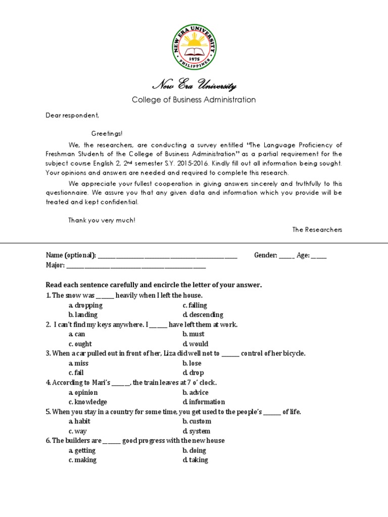Language Proficiency Test | PDF