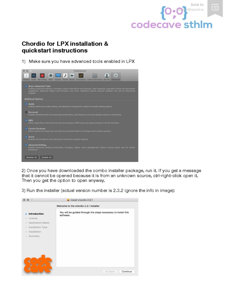 Chordio For LPX Installation & Quickstart Instructions: Treaybur@topmail - Ie | PDF ...