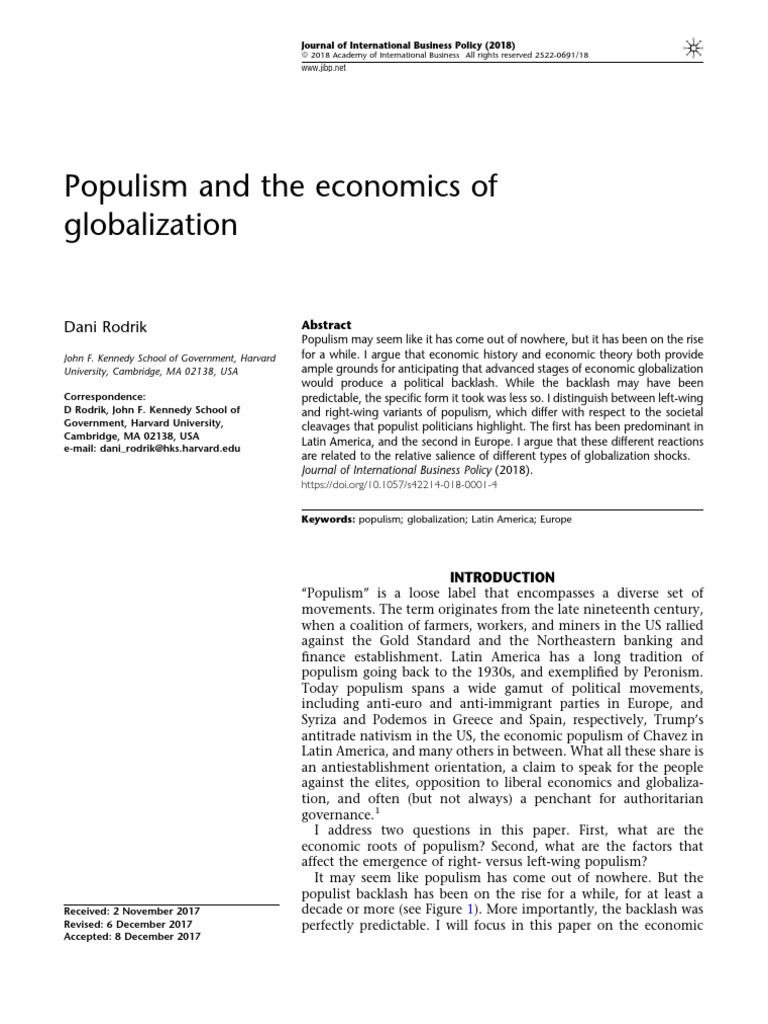 Populism's Economic Roots in Globalization | PDF | Populism | Economics