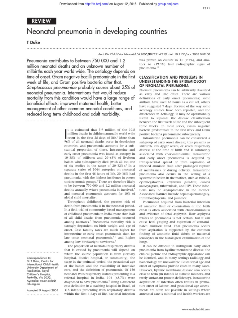 Pneumonia in Developing Countries | PDF | Pneumonia | Sepsis