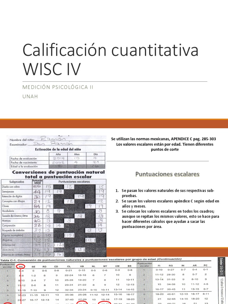 Calificacion Cuanti e Interpretacion Wisc IV | PDF | Cociente de ...