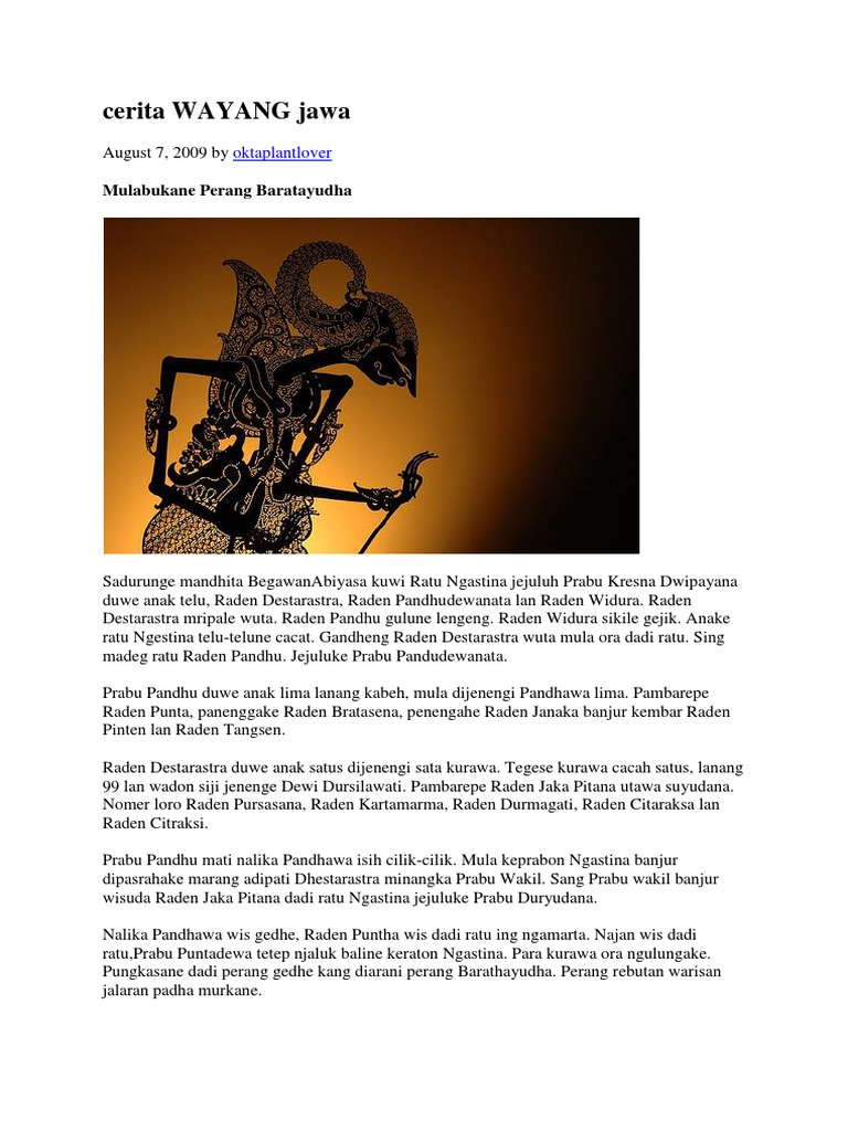 Cerita Wayang Bahasa Jawa | PDF