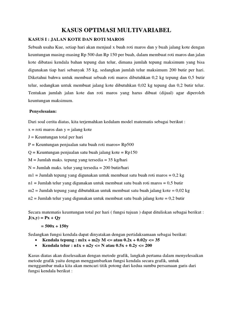 Kasus Optimasi Multivariabel | PDF