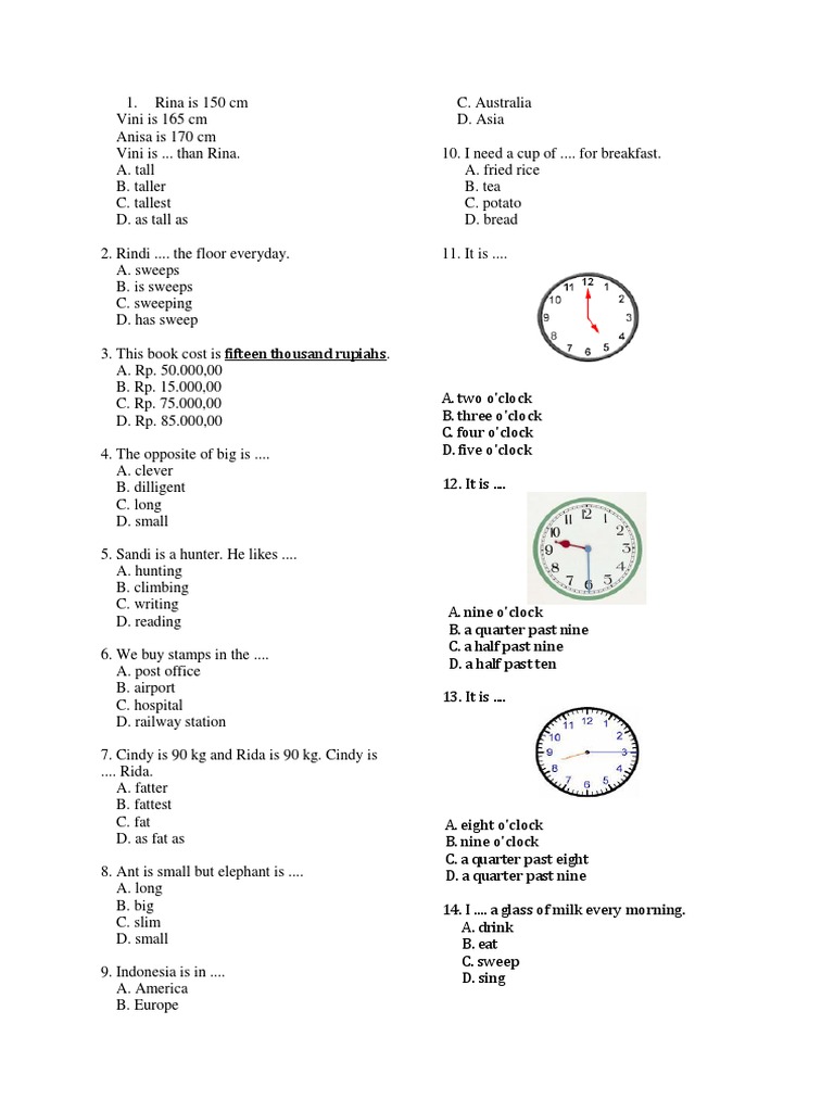 English For Elementary School PDF Beverages Leisure
