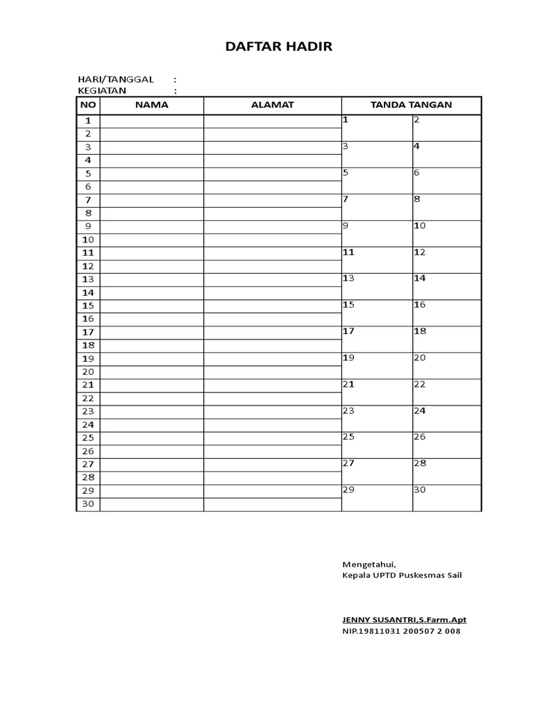 Daftar Hadir dan Tanda Tangan | PDF