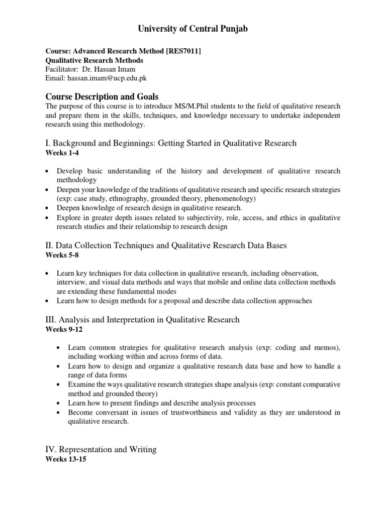 Advanced Research Methods Outline | PDF | Qualitative Research | Data