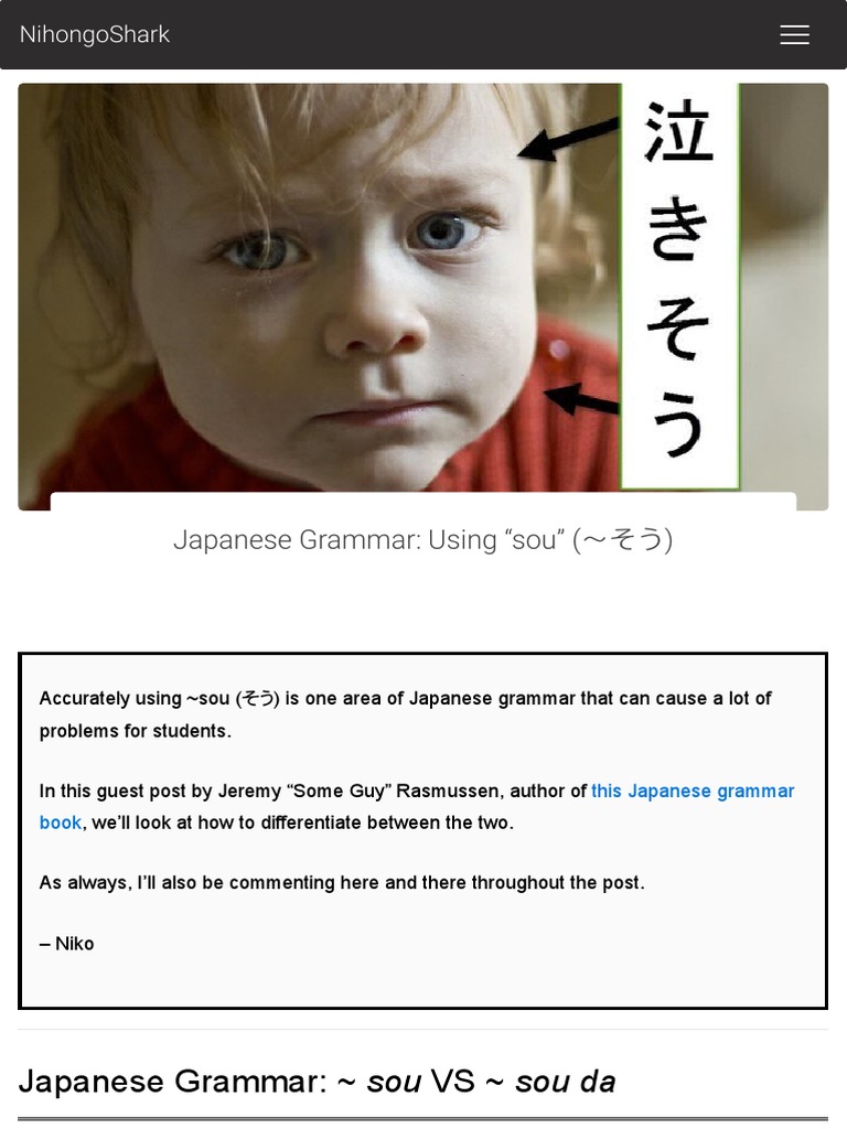 Japanese Grammar: Using "sou" (～そう) - How to Learn Japanese | PDF ...