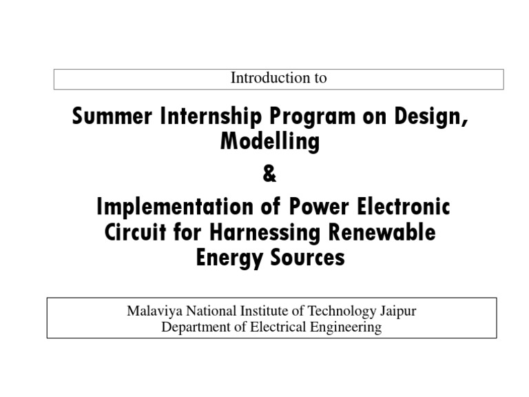 Summer Internship Program On Design, Modelling & Implementation of ...