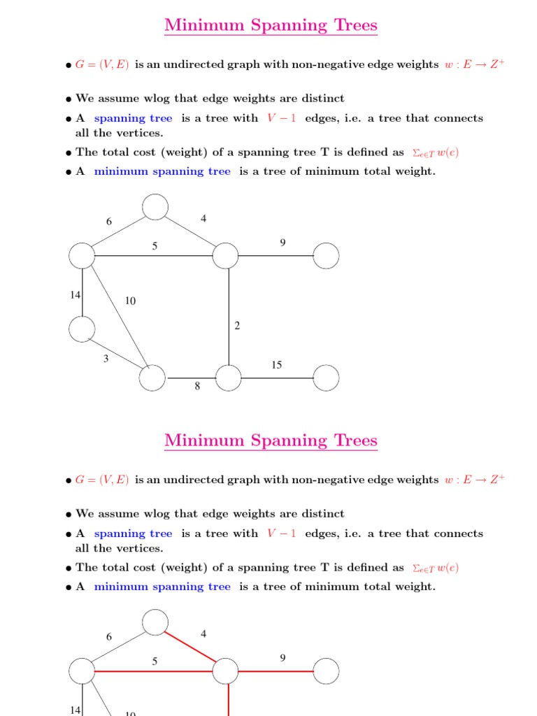 Minimum Spanning Trees: G (V, E) W: E Z | PDF | Algorithms And Data ...
