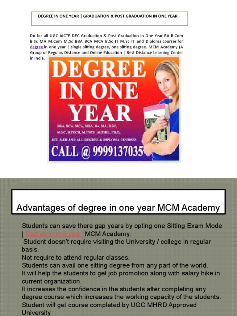 Degree in One Year | PDF | Career & Growth