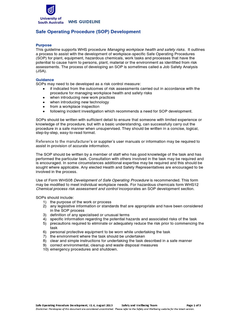 SOP Development | PDF | Prevention | Safety