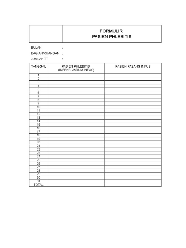 Form Phlebitis | PDF | Wellness | Science & Mathematics