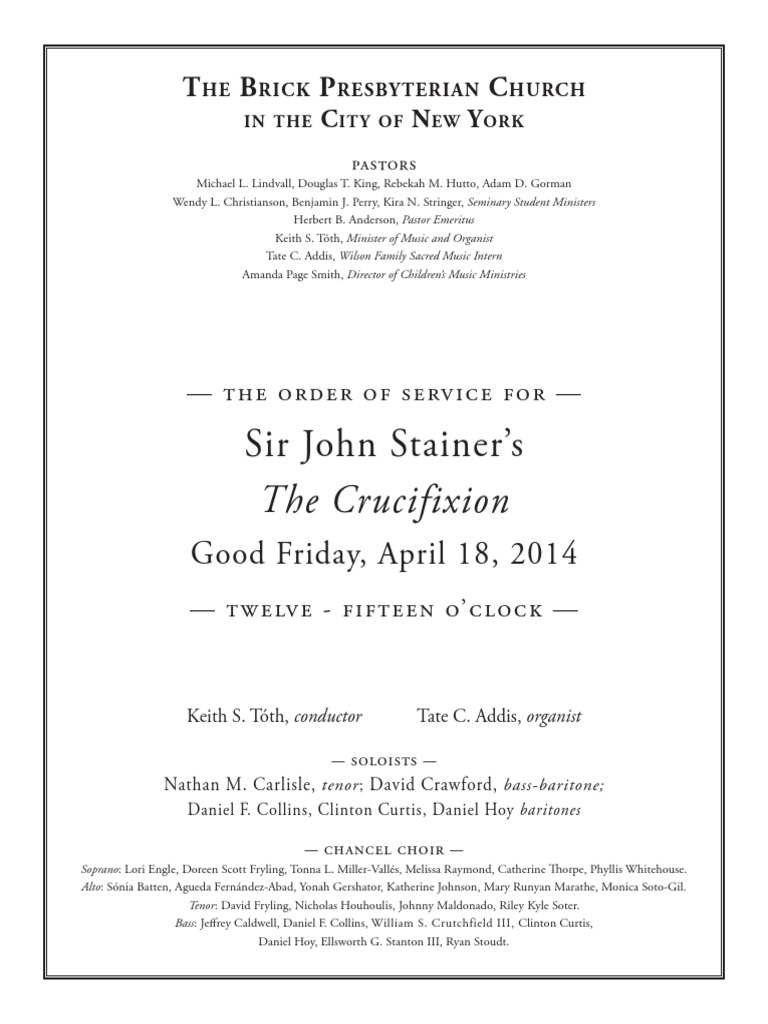 Sir John Stainer's The Crucifixion | PDF | Religious Behaviour And ...