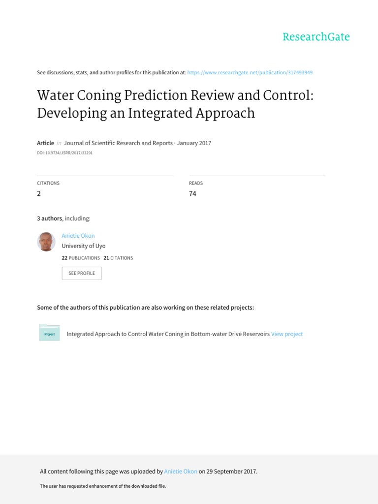 Water Coning Prediction Review and Control | PDF | Petroleum Reservoir ...