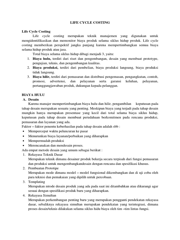 Life Cycle Costing | PDF