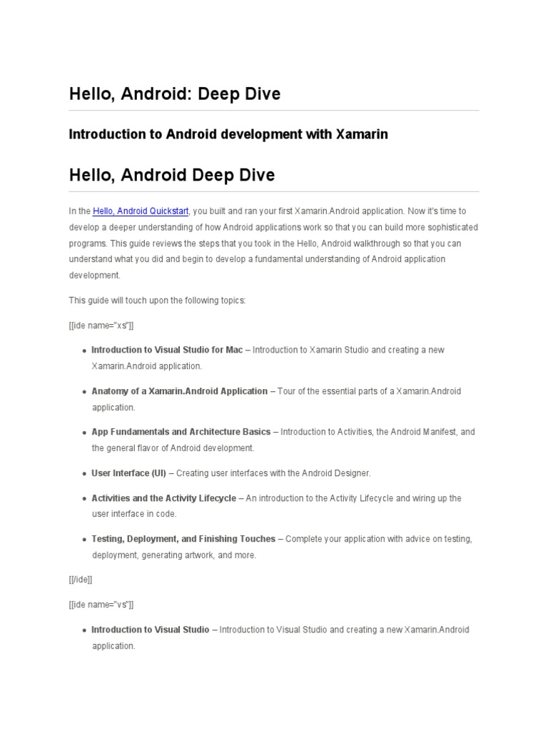 Hello, Android: Deep Dive: Introduction To Android Development With Xamarin | PDF | Xamarin ...