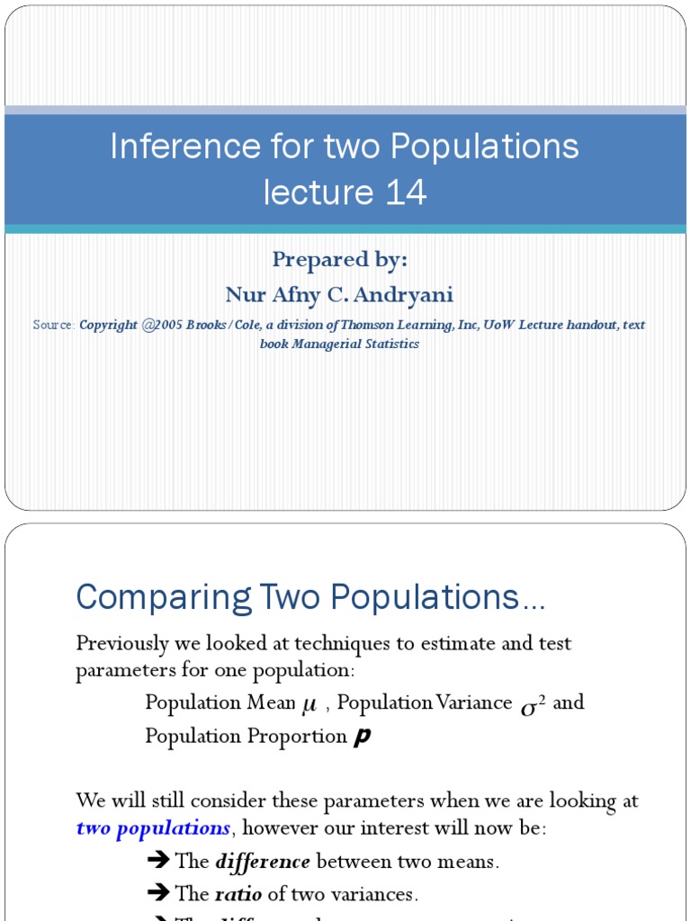 Inference For Two Populations | PDF | Statistical Hypothesis Testing ...