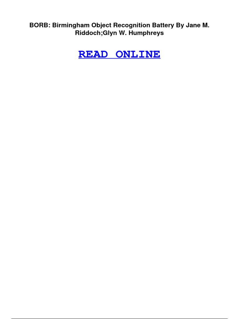 BORB Birmingham Object Recognition Battery | PDF | E Books | Medicine