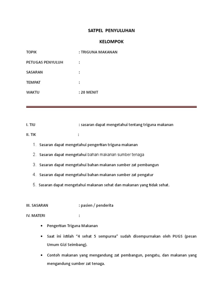 Satpel Kelompok Tri Guna Makanan | PDF