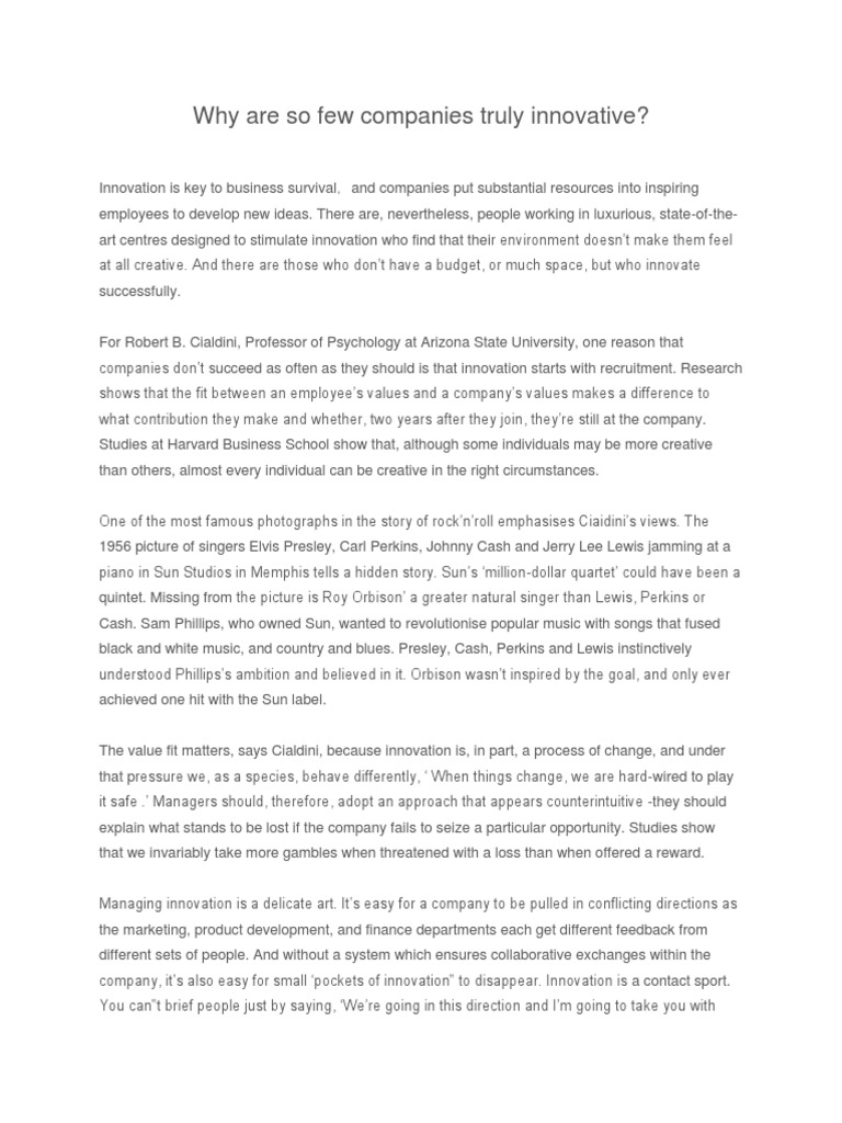 Boosting Innovation in Business | PDF | Entertainment (General ...