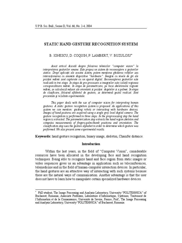 Static Hand Gesture Recognition System PDF | PDF | Cartesian Coordinate ...