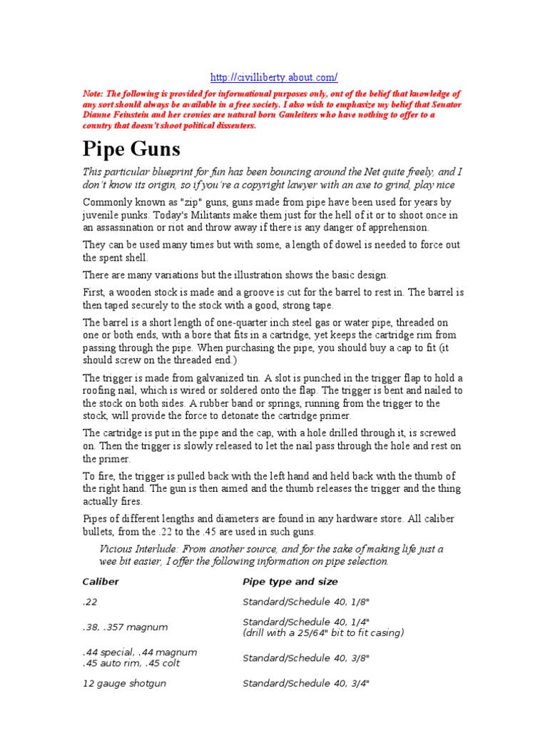 Pipe Guns: Caliber Pipe Type and Size | PDF | Cartridge (Firearms ...