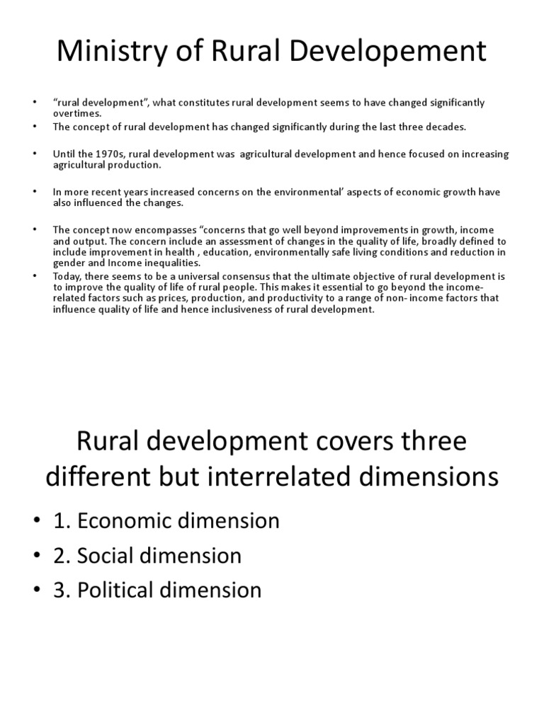 Ministry of Rural Developement | PDF