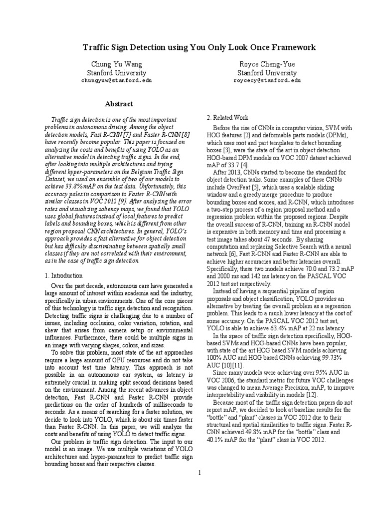 Analyzing the Performance of YOLO for Traffic Sign Detection Using the ...