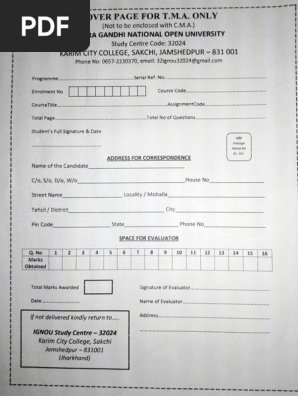 Ignou Assignment Cover Page Design