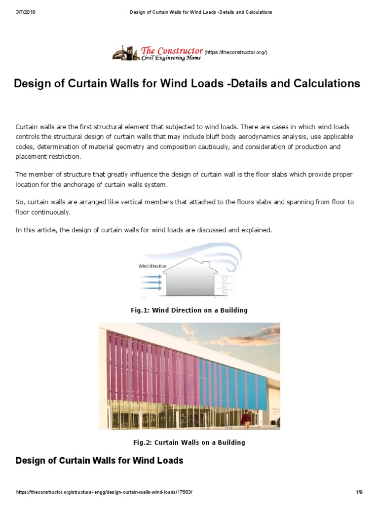 Design of Curtain Walls for Wind Loads -Details and Calculations | Wall ...