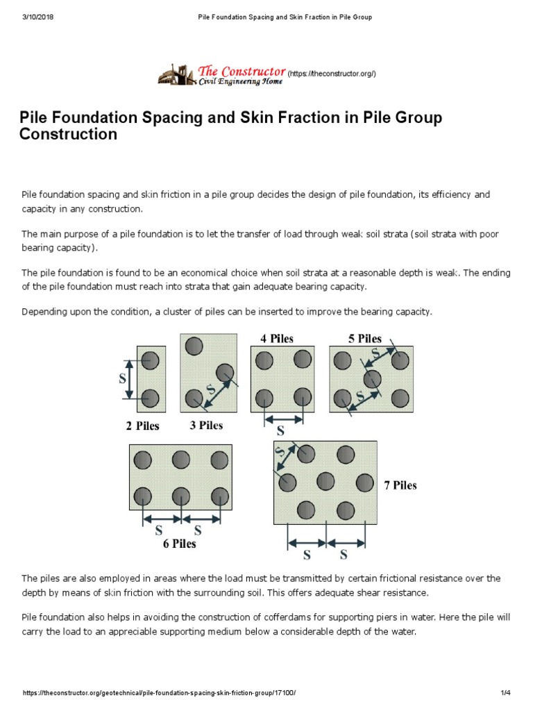 Pile Foundation Spacing and Skin Fraction in Pile Group | Download Free ...