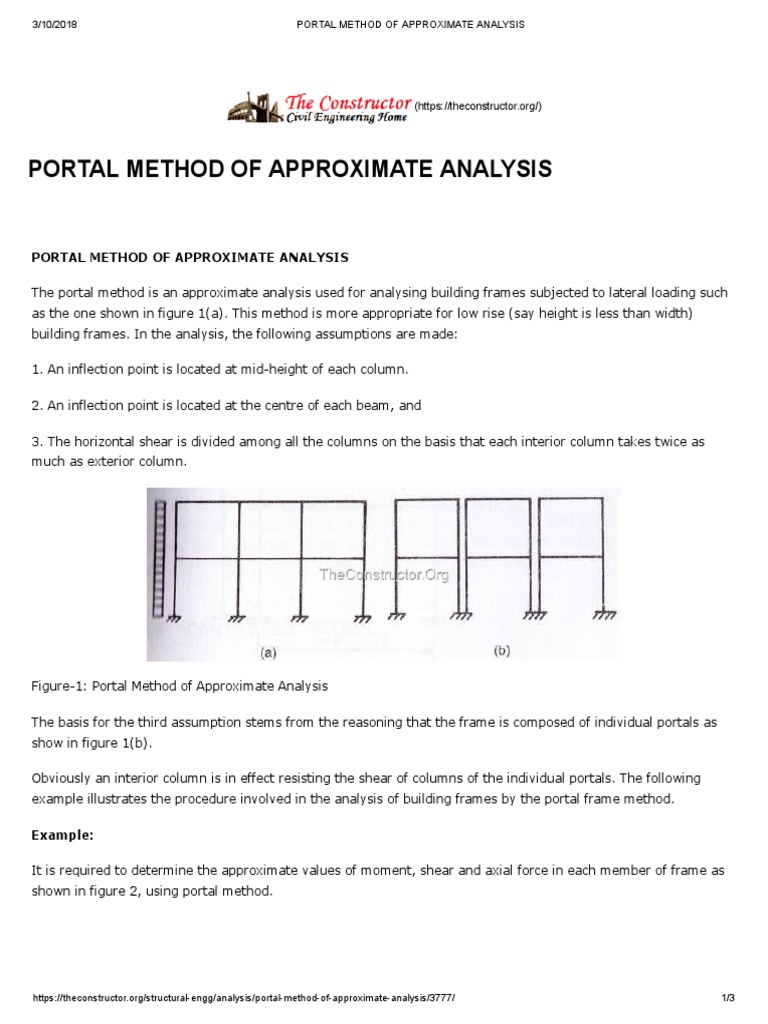 Portal Method of Approximate Analysis | PDF | Column | Beam (Structure)
