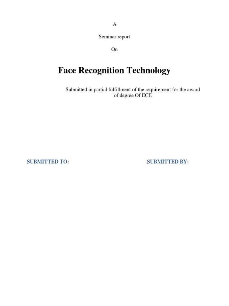 Face Recognition Seminar Report | PDF | Personal Identification Number ...