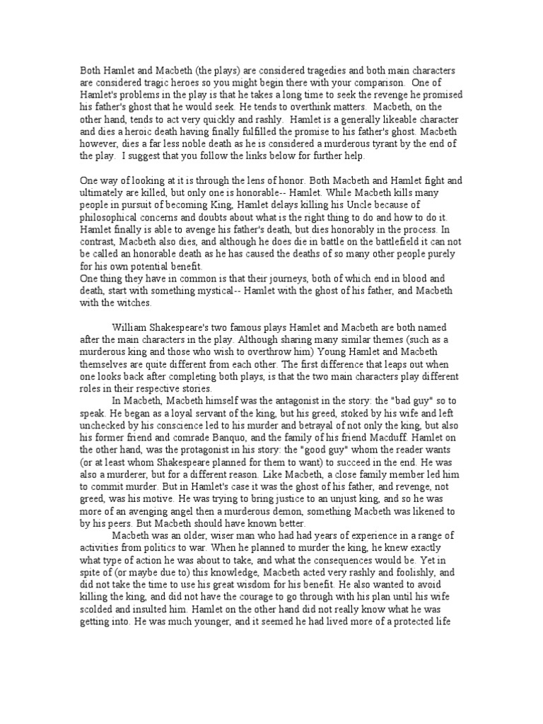 Hamlet vs. Macbeth: Tragic Heroes Explained | PDF | Macbeth | Hamlet