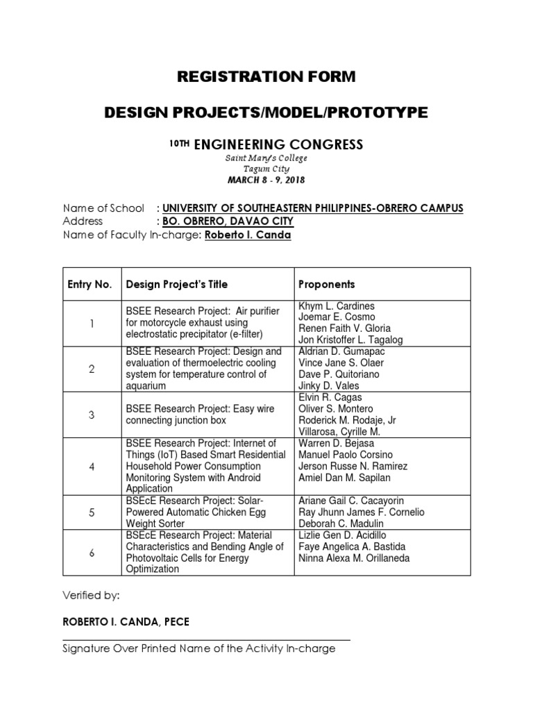 Engineering Congress Project Entries | PDF | Science & Mathematics