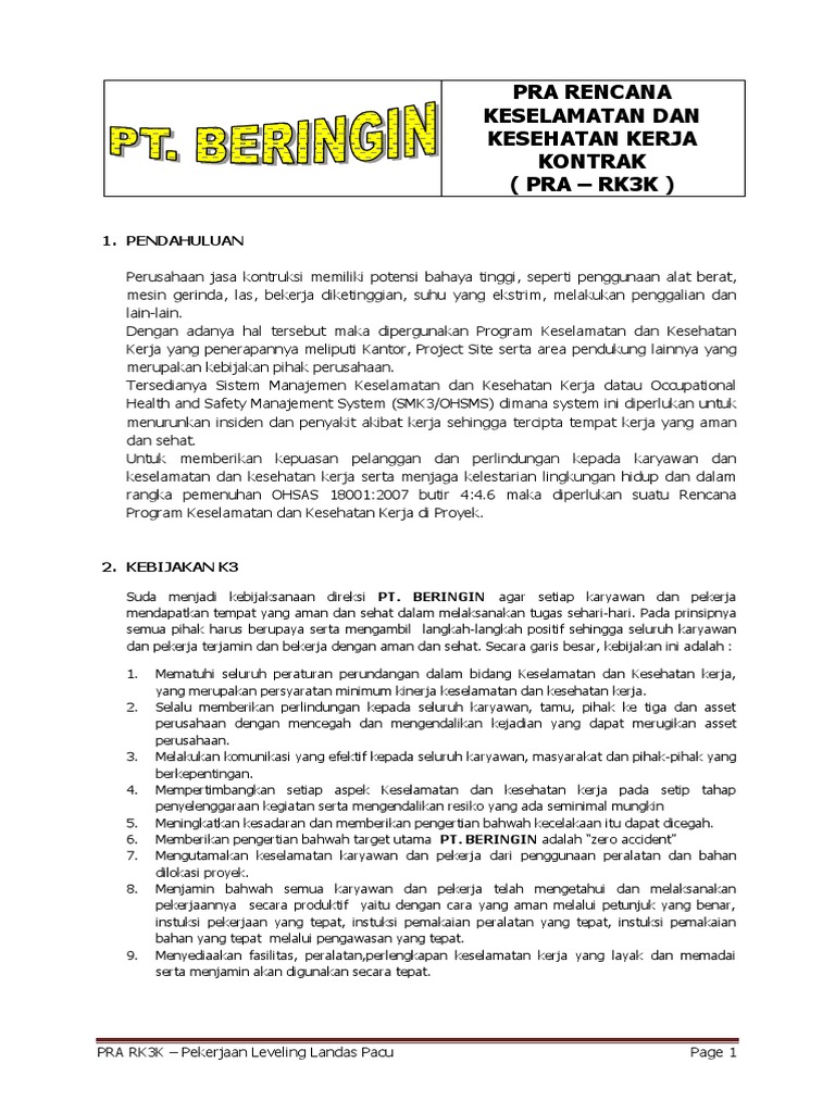 Pra Rk3k Leveling - Pt. Beringin | PDF | Teknologi & Rekayasa