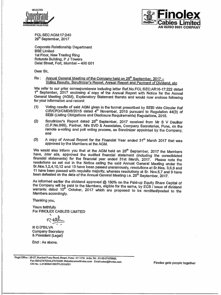 Finolex | PDF | Internal Control | Board Of Directors