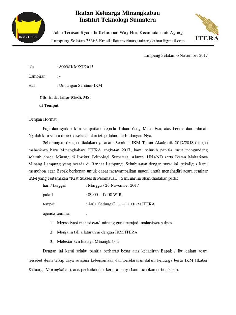 Undangan Pemateri | PDF | Olahraga & Rekreasi